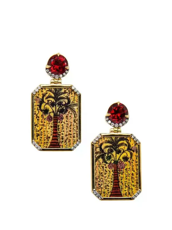 SILVIA FURMANOVICH Egypt Miniature-painting Diamond And Garnet Drop Earrings - Yellow