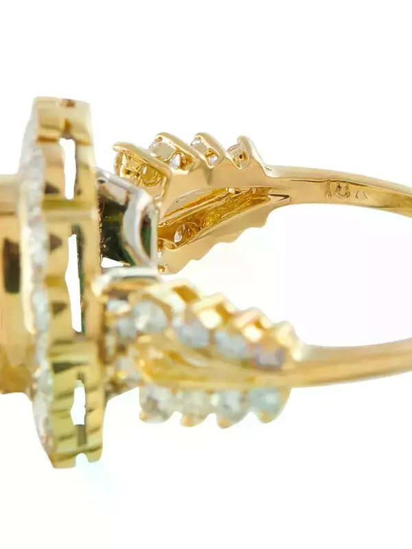 LB EXCLUSIVE Emerald And Diamond Cluster Ring - Gold