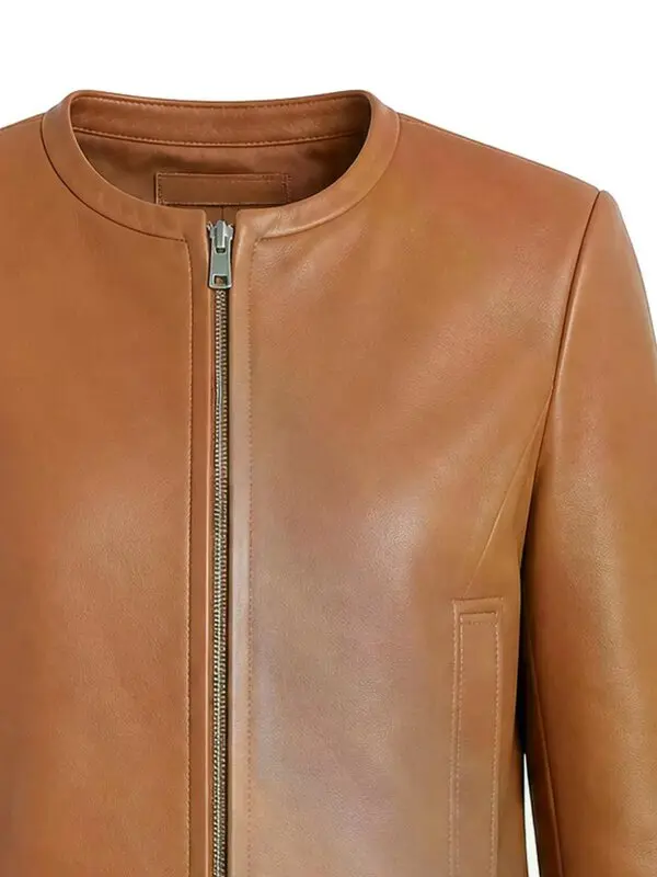 Theory Collarless Zip-up Jacket - Brown