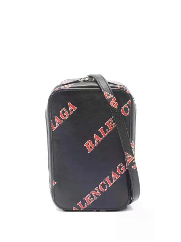 Balenciaga 2000s Cash Logo-print Zip Phone Holder Mini Bag - Black