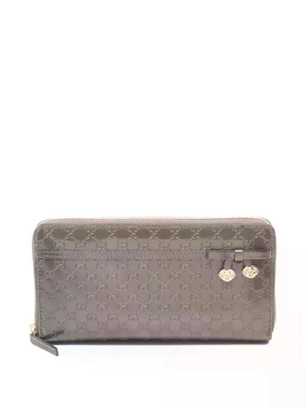 Gucci 2000s Micro Gg Guccissima Long Wallet - Green