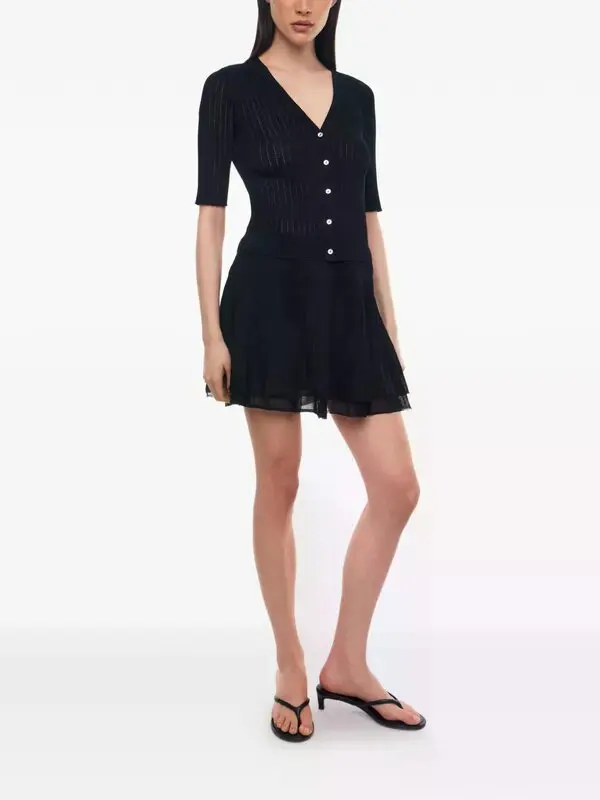 12 STOREEZ Lattice Pleated Mini Skirt - Black