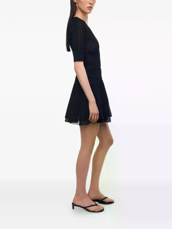 12 STOREEZ Lattice Pleated Mini Skirt - Black