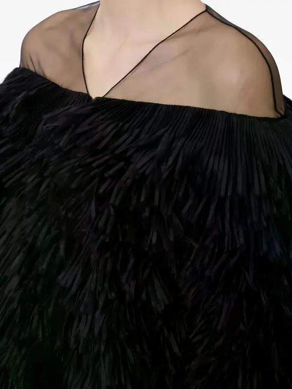Elisabetta Franchi Organza Jacket With Feather Effect - Black