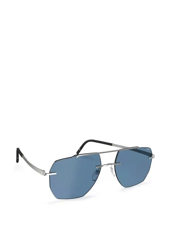 SILHOUETTE Geometric Frame Sunglasses - Silver