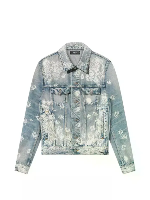 Amiri Bleached Bandana Print Denim Jacket