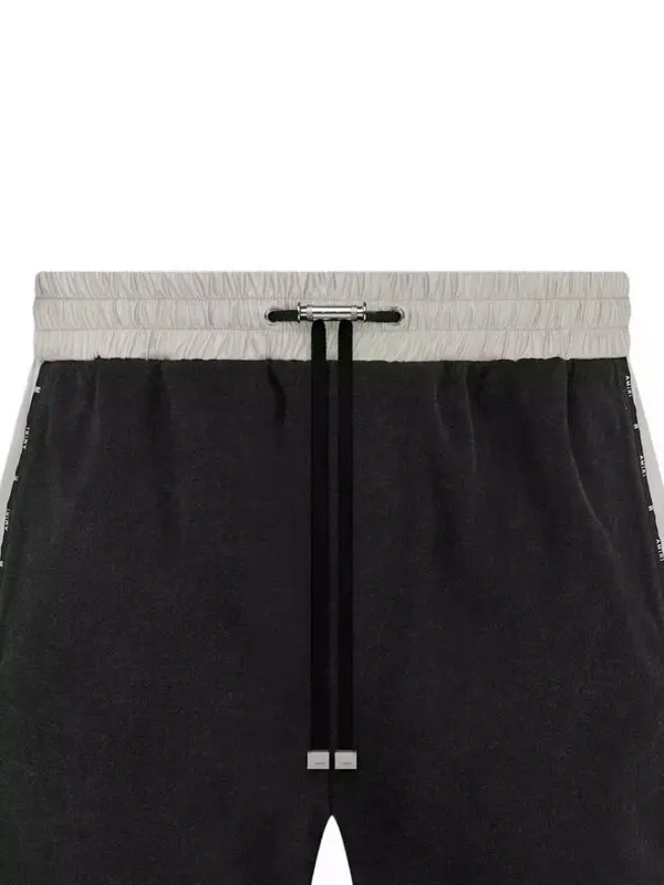 Amiri Color-block Satin And Denim Shorts - Black