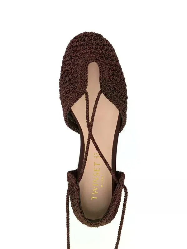 TWINSET Crochet-knit Lace-up Flat Pumps