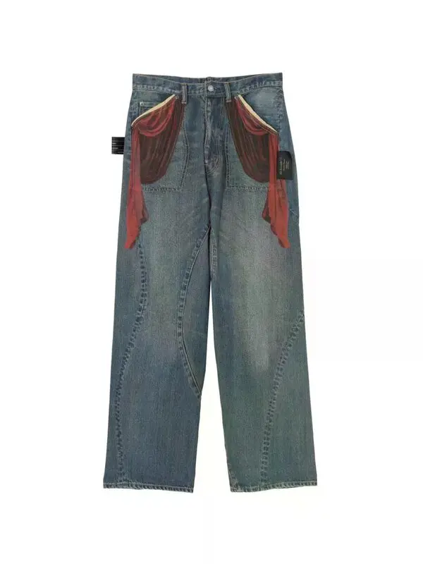 Undercover Curtain-print Wide-leg Jeans