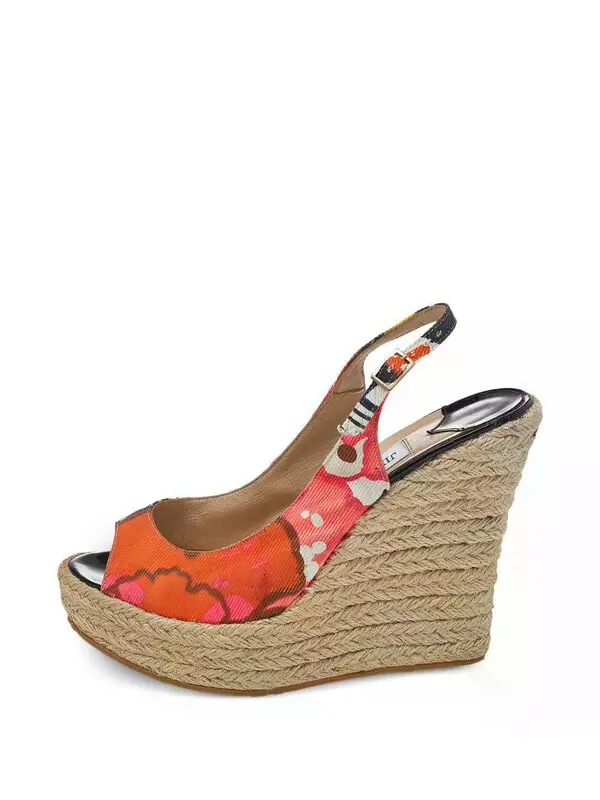 JIMMY CHOO 120mm Floral Print Canvas Espadrille Sandals