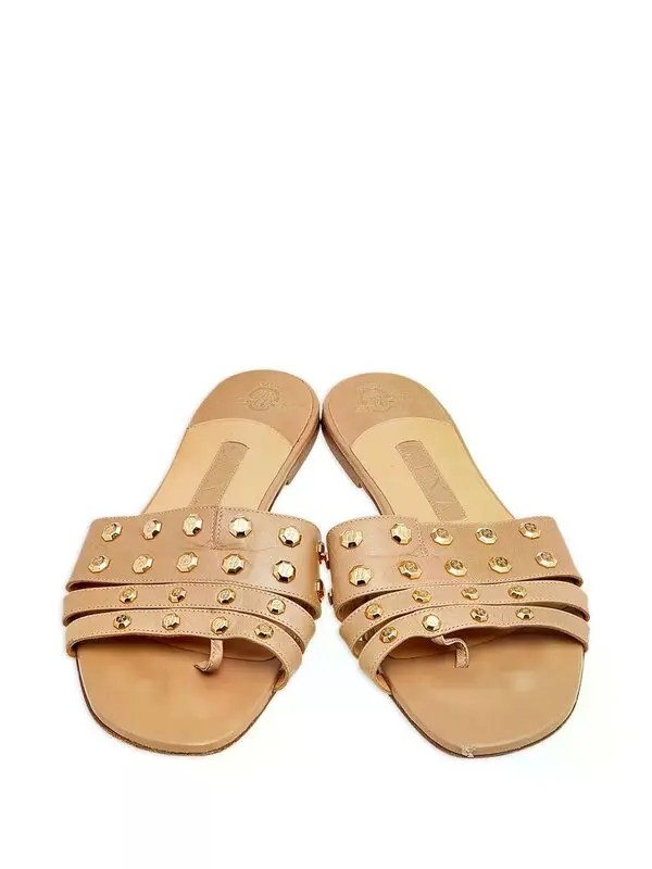 GINA Embellished Leather Slide Sandals