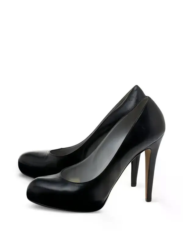 SERGIO ROSSI Leather Round Toe Pumps - Black
