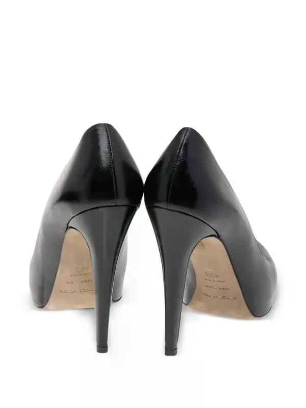 SERGIO ROSSI Leather Round Toe Pumps - Black