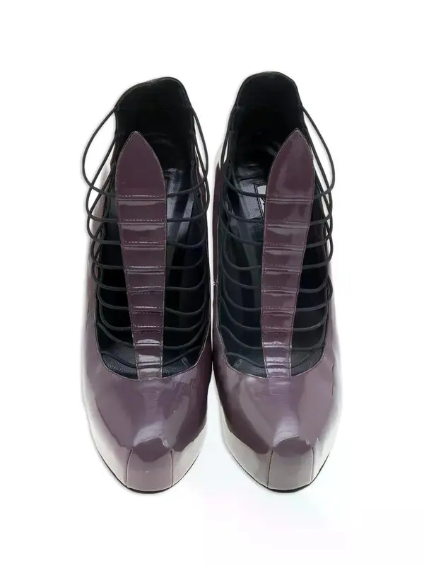 Brian Atwood Patent Leather Cage Platform Pumps