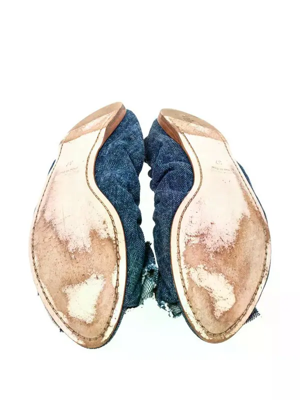 Miu Miu Denim Ballet Flats With Crystal Embellishment
