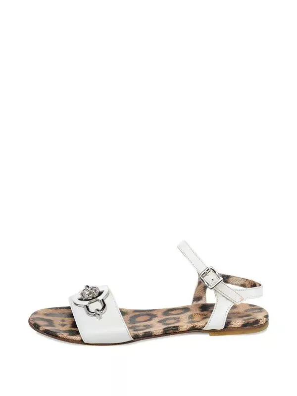 Roberto Cavalli Embellished Leather Sandals - White