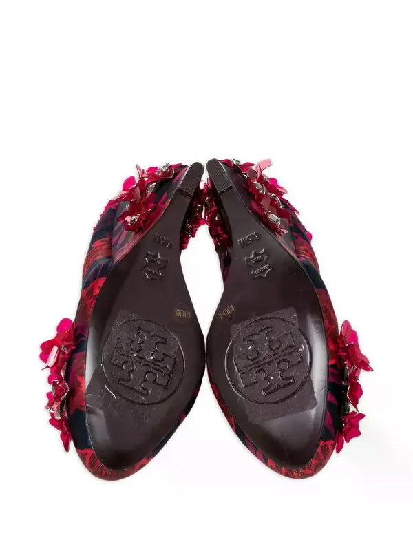 Tory Burch Elmira Floral Appliqué Wedge Pumps