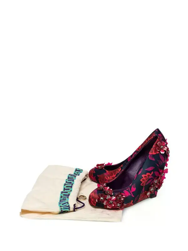 Tory Burch Elmira Floral Appliqué Wedge Pumps