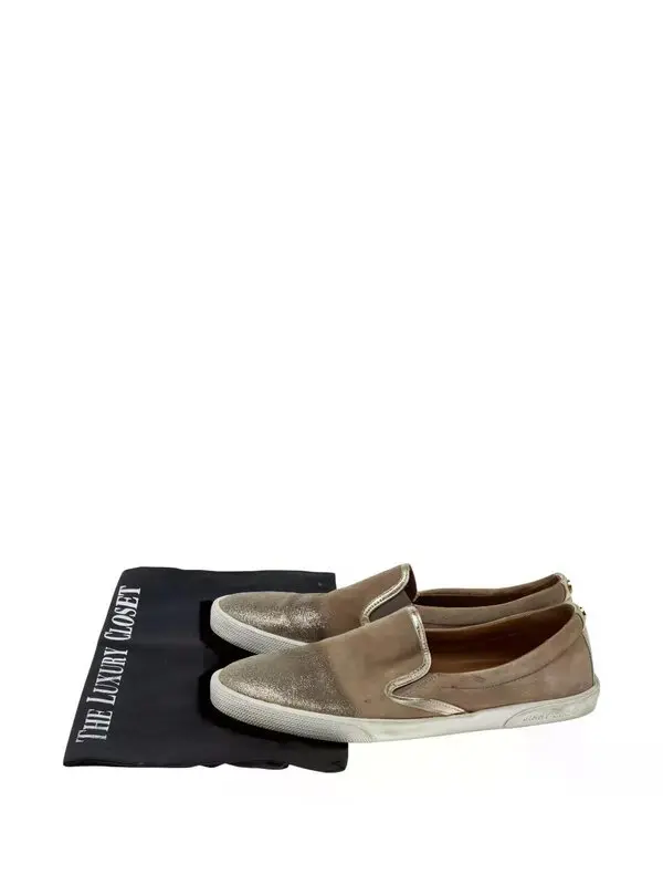 JIMMY CHOO Suede Glitter-effect Toe Cap Sneakers