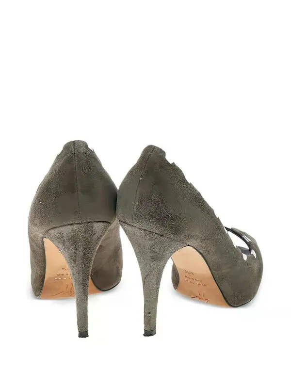 GIUSEPPE ZANOTTI Suede Peep Toe Pumps With Metal Trim