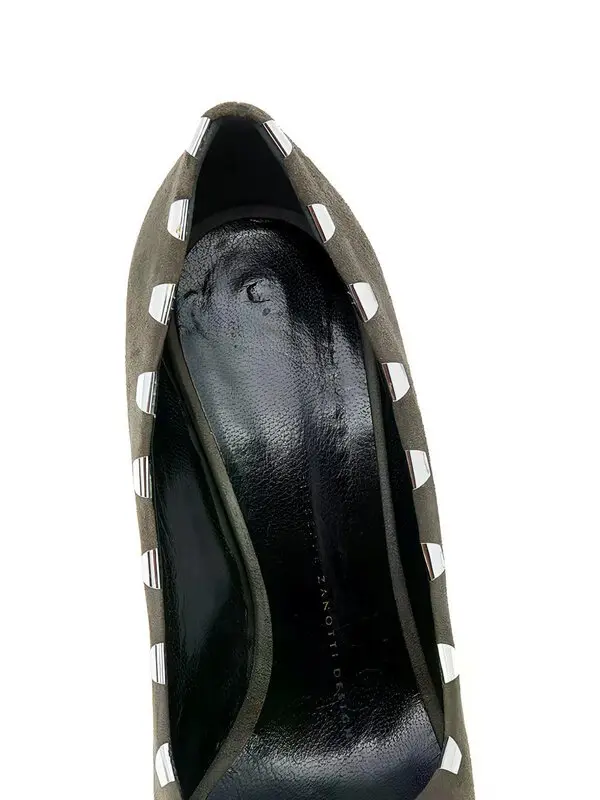 GIUSEPPE ZANOTTI Suede Peep Toe Pumps With Metal Trim