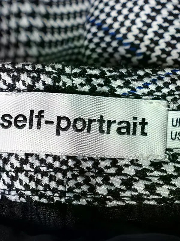 SELF-PORTRAIT Checkered Ruffled Hem Trousers