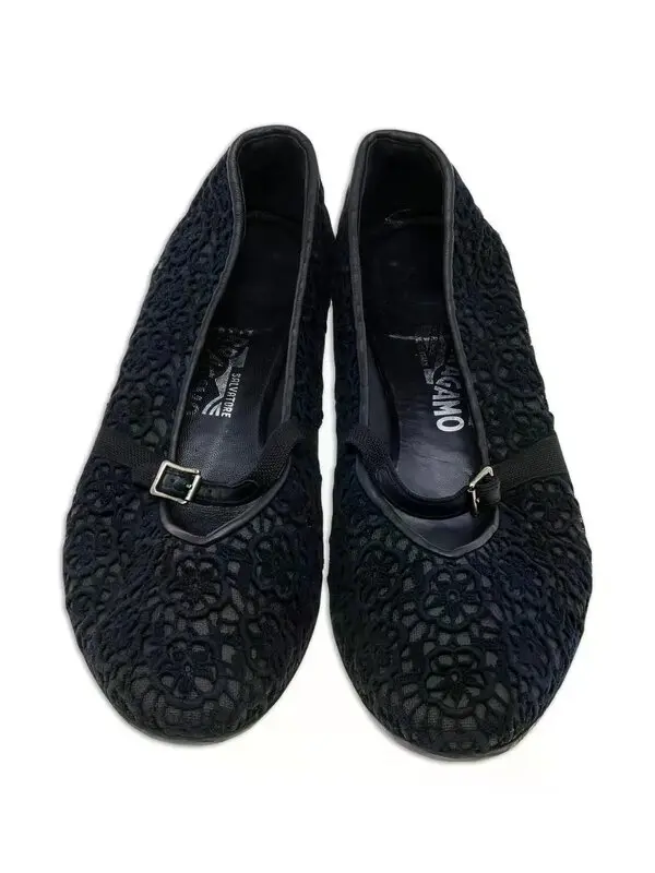 FERRAGAMO Lace Strap Ballet Flats
