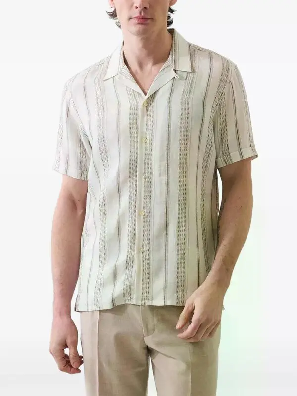 PATRICK ASSARAF Dobby Striped Short-sleeve Shirt