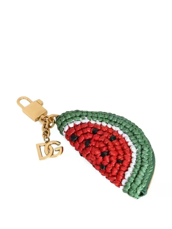 Dolce & Gabbana Raffia Charm Key Ring - Red
