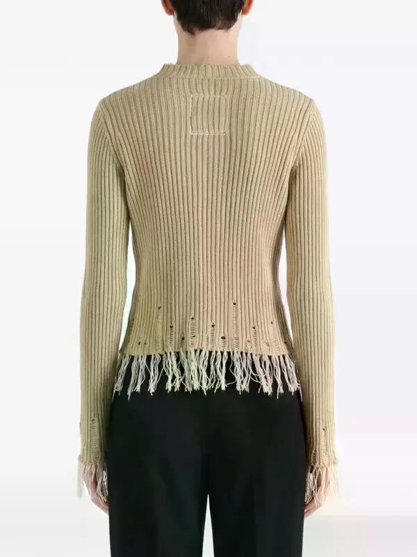 UMA WANG Distressed-effect Fringed Sweater