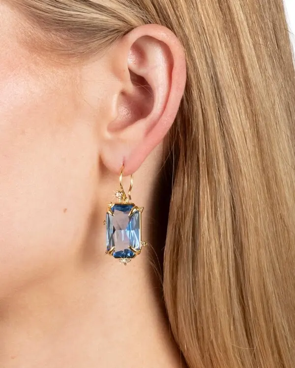 Alexis Bittar Imperial Noir Baguette Drop Earrings - Sky