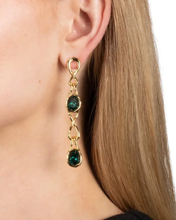 Alexis Bittar Infinity Knot Crystal Drop Earrings - Basil