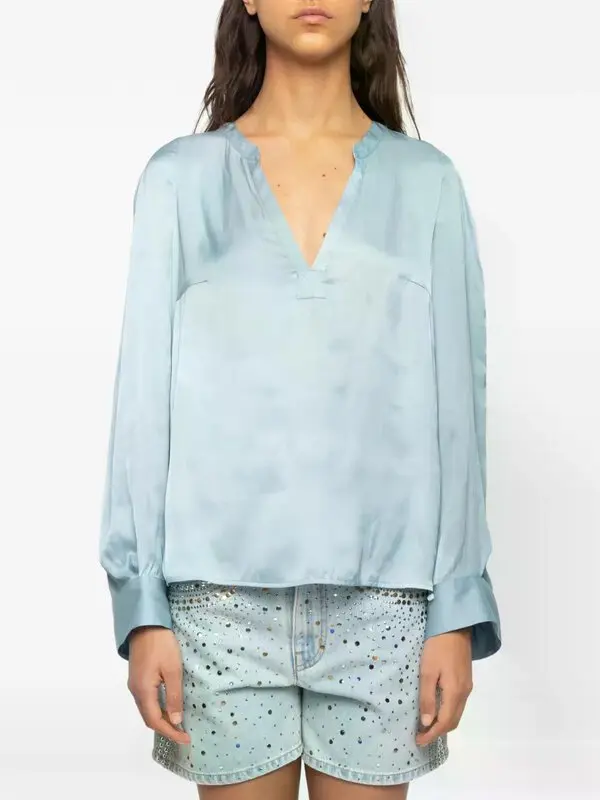 Zadig&Voltaire Torny Blouse In Japanese Satin - Blue