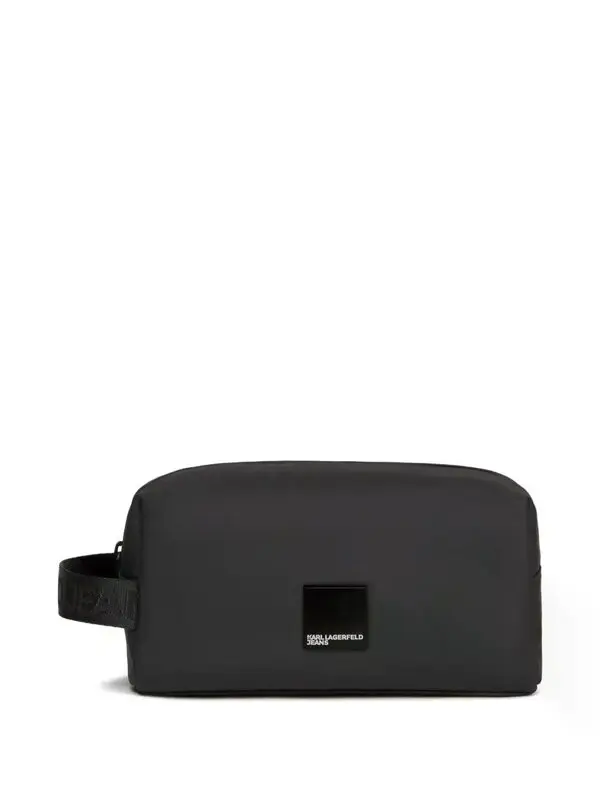 Karl Lagerfeld Logo Plaque Wash Bag - Black