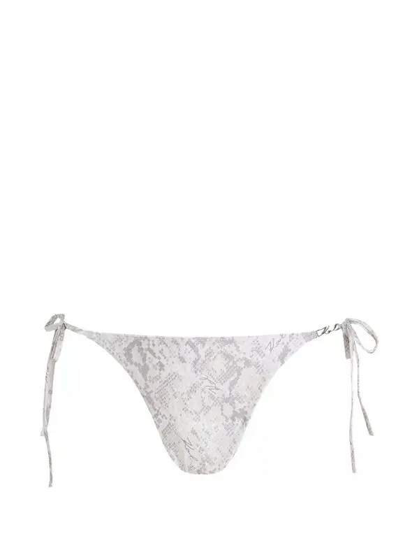 Karl Lagerfeld Snake-print Side-tie Bikini Bottoms - Neutrals