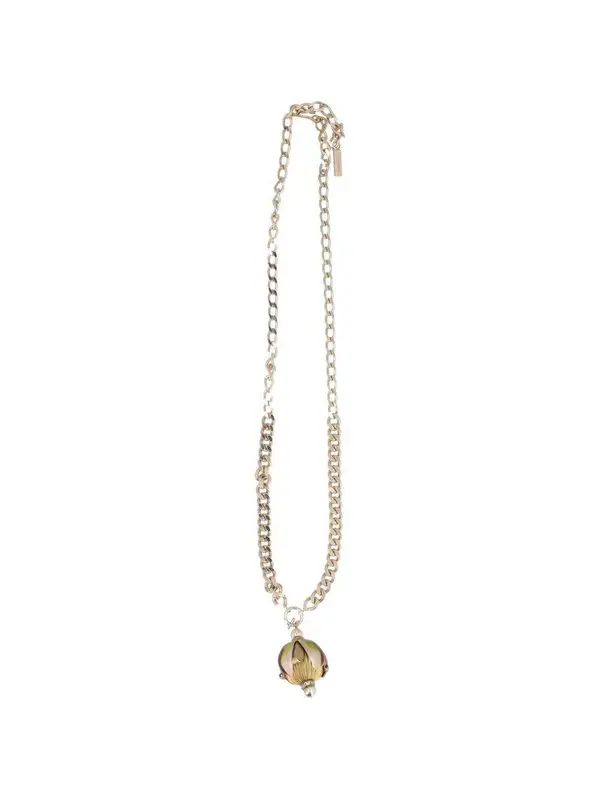 Escada Gold-tone Floral Pendant Necklace