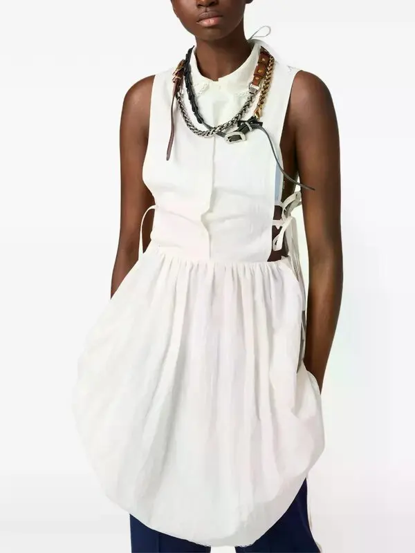 Miu Miu Slubbed Poplin Dress With Embroidered Collar