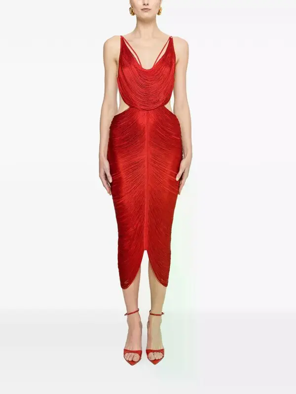 NISSA Fringed Cut-out Dress