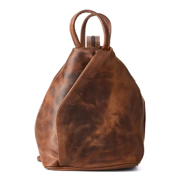 BEDROOM ATHLETICS Totti Distressed Leather Backpack - Brown