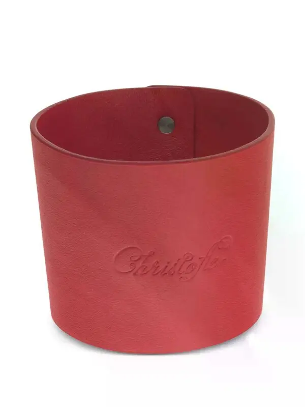 Christofle Objets Miroir Logo-embossed Leather Cup Sleeve - Red
