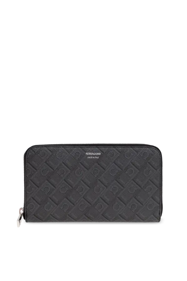 FERRAGAMO Canvas Wallet With Monogram - Grey