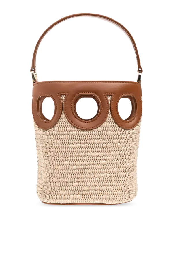 FERRAGAMO Woven Bucket Bag With Leather Details