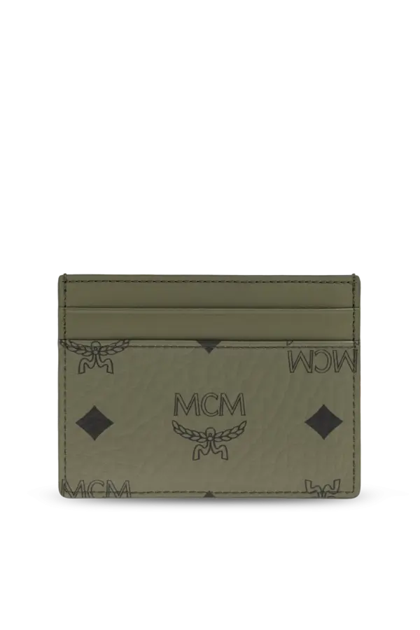 Mcm Card Holder With Logo - Green