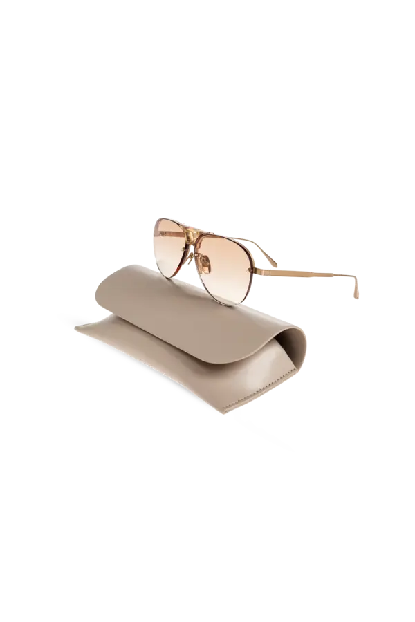 Linda Farrow Taya Aviator Sunglasses - Gold