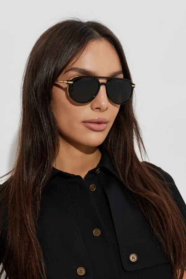 Linda Farrow Sutton Aviator Sunglasses - Gold