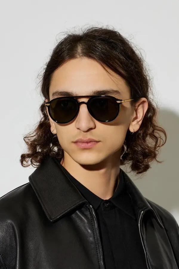 Linda Farrow Sutton Aviator Sunglasses - Gold