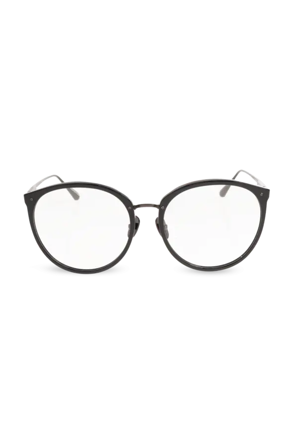 Linda Farrow Kings" Round Frame Eyeglasses - Black