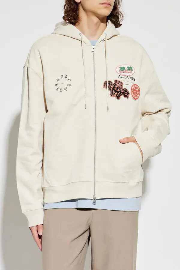 ALLSAINTS Patcher Full Zip Hooded Sweatshirt With Graphic Patches
