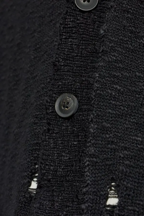 ALLSAINTS Tabua Distressed Cotton Knit V-neck Cardigan