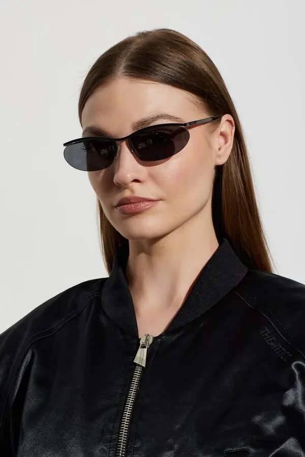 Attico Linda Farrow X Oval Sunglasses - Black